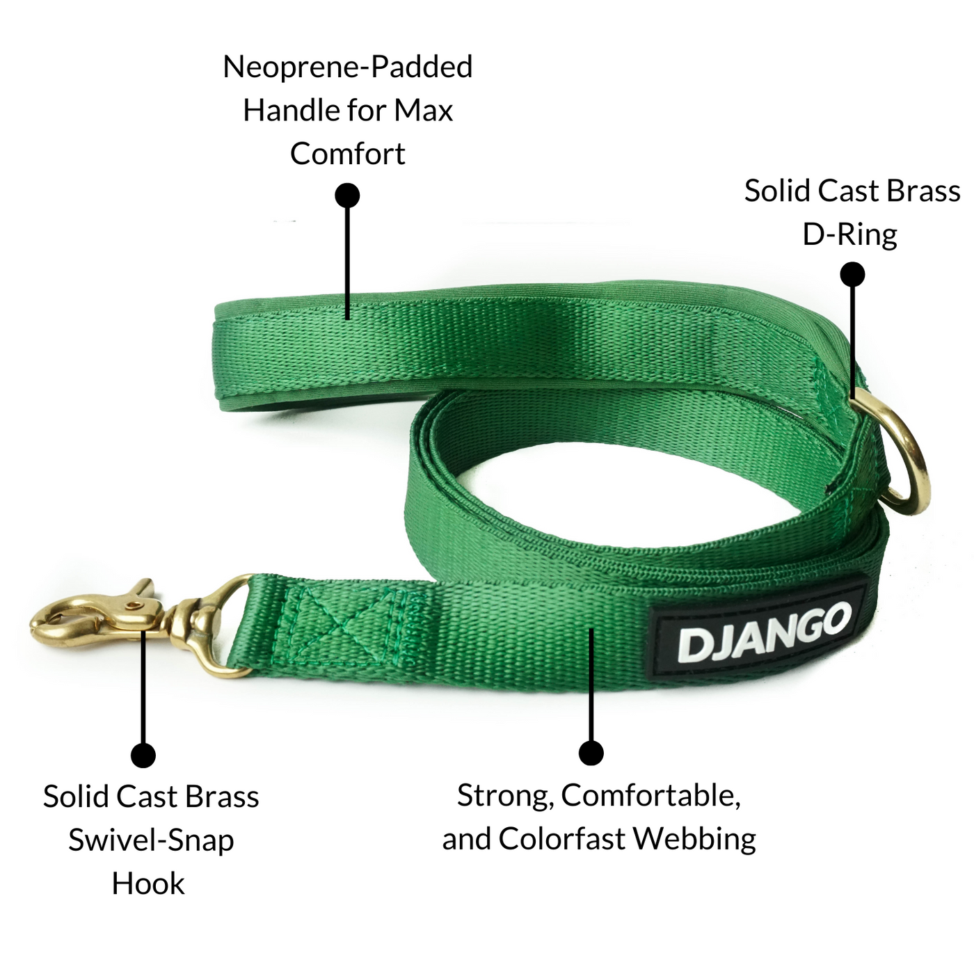 DJANGO Adventure Dog Leash in Forest Green - djangobrand.com